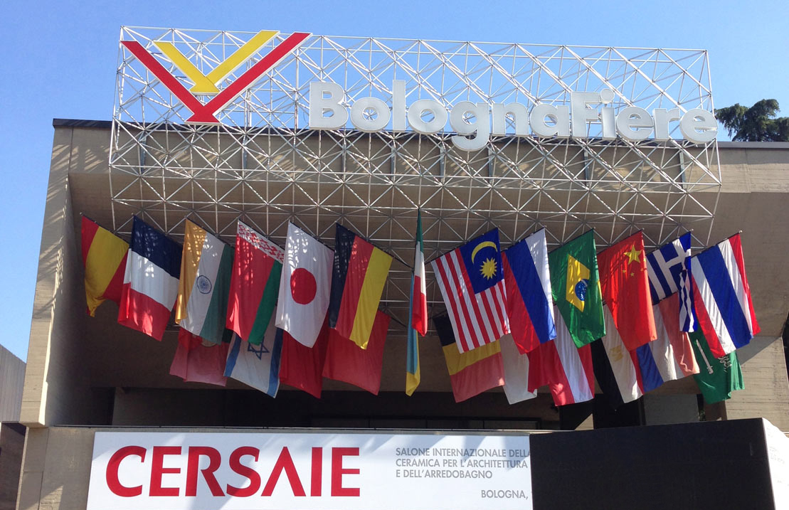 Minoli attend the Cersaie International Exhibition of Ceramics in ...