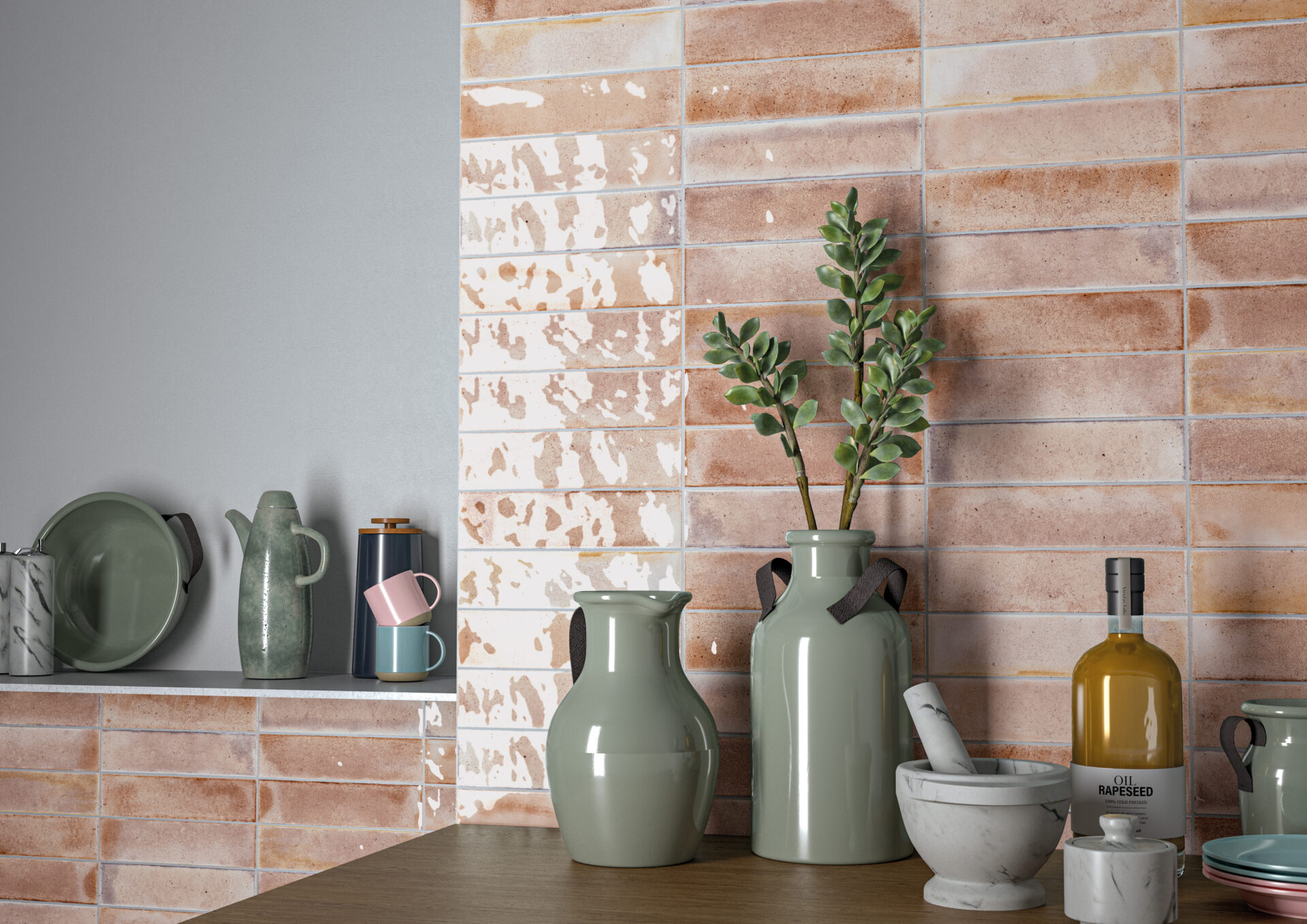 Jazba Series – Brilliant Brick Tiles In Gloss Porcelain - Minoli