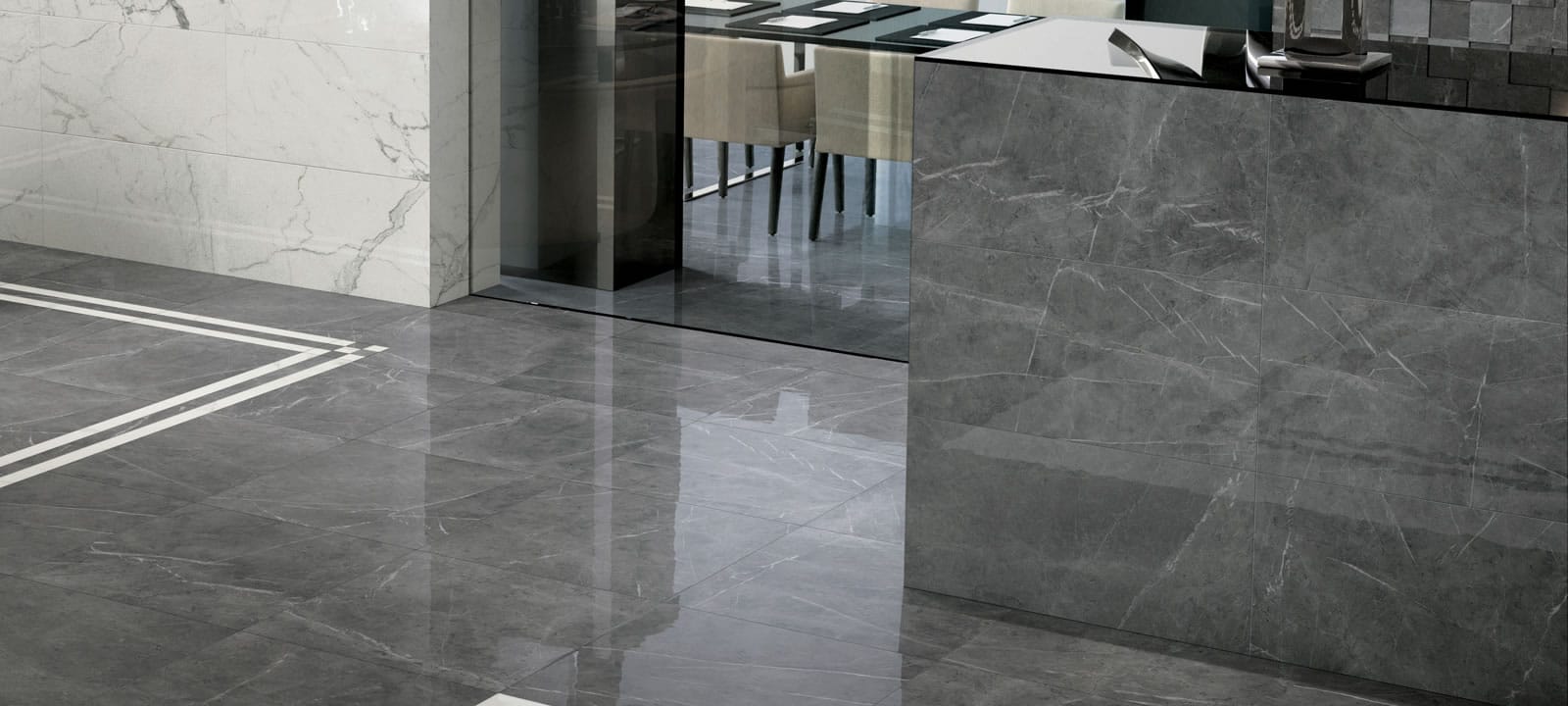 Grey Marble Effect Tiles | Evolution-Marvel Grey Stone